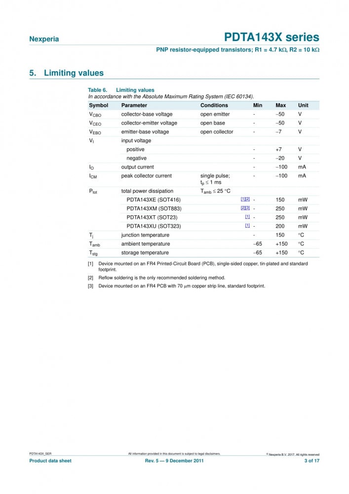 PDTA143XT datasheet page 3