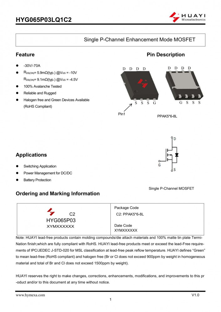 HYG065P03LQ1C2 datasheet page 1