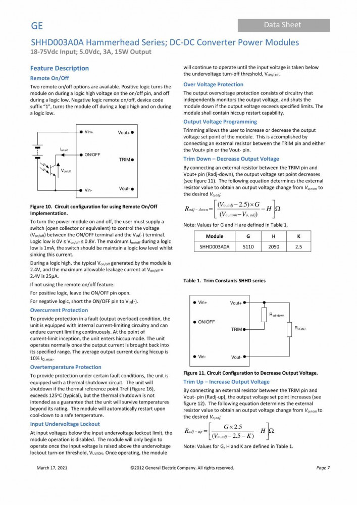 SHHD003A0A4Z datasheet page 7