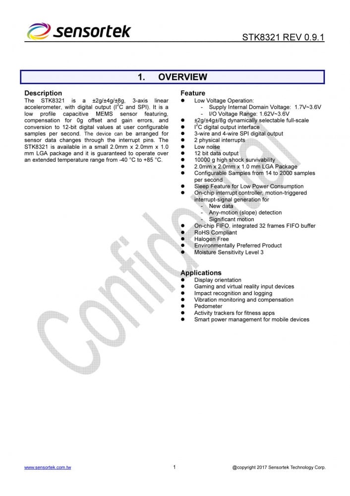 STK8321 datasheet page 2