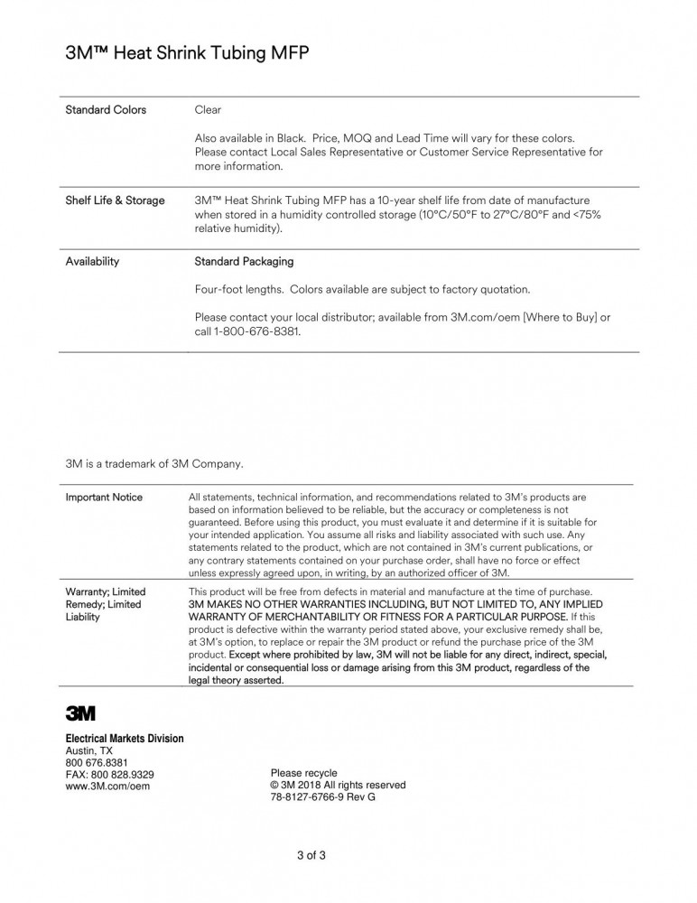 3M MFP heat shrink tubing datasheet page 3