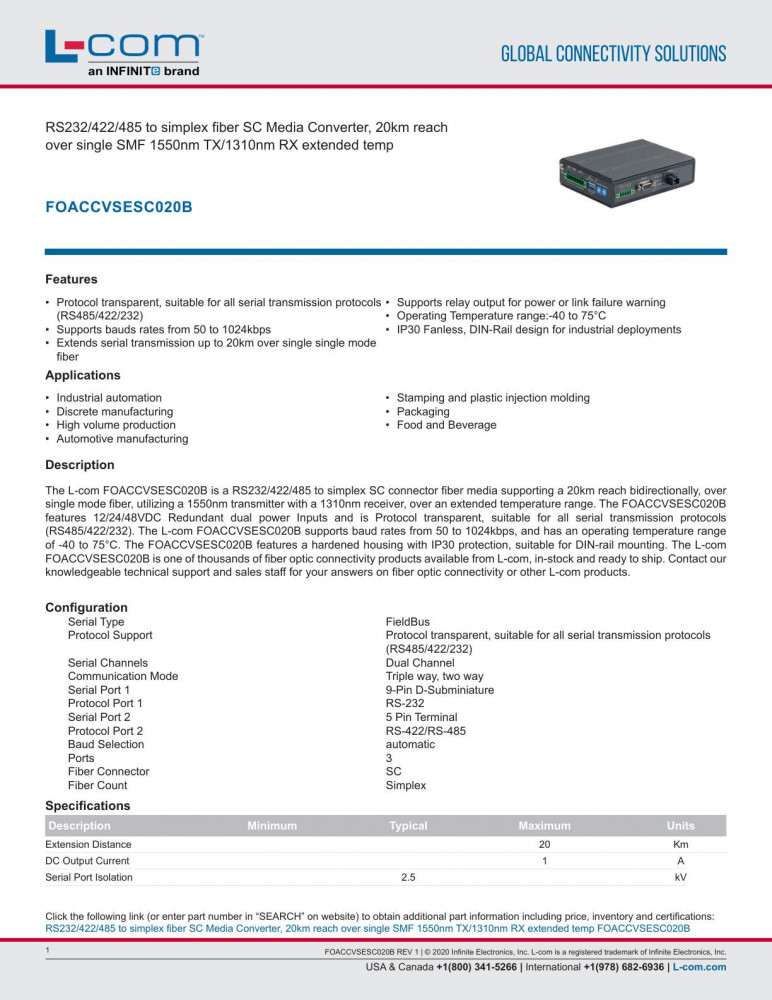 FOACCVSESC020B technical document page 1