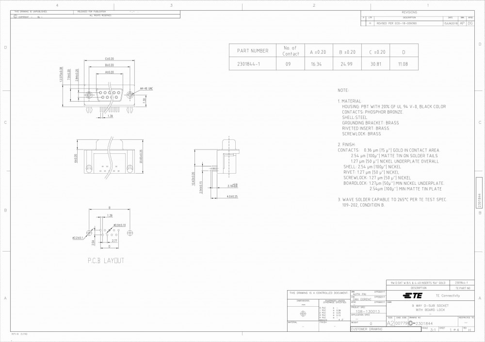 TE Connectivity 2301844-1 drawing sheet 1