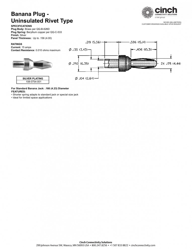 Bel Fuse 108-0754-001 technical document page