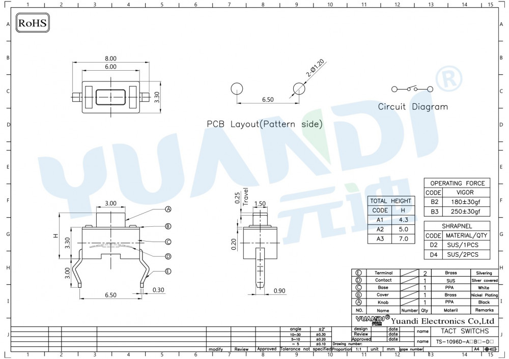 YUANDI TS-1096D-A2B2-D2 technical drawing page 1