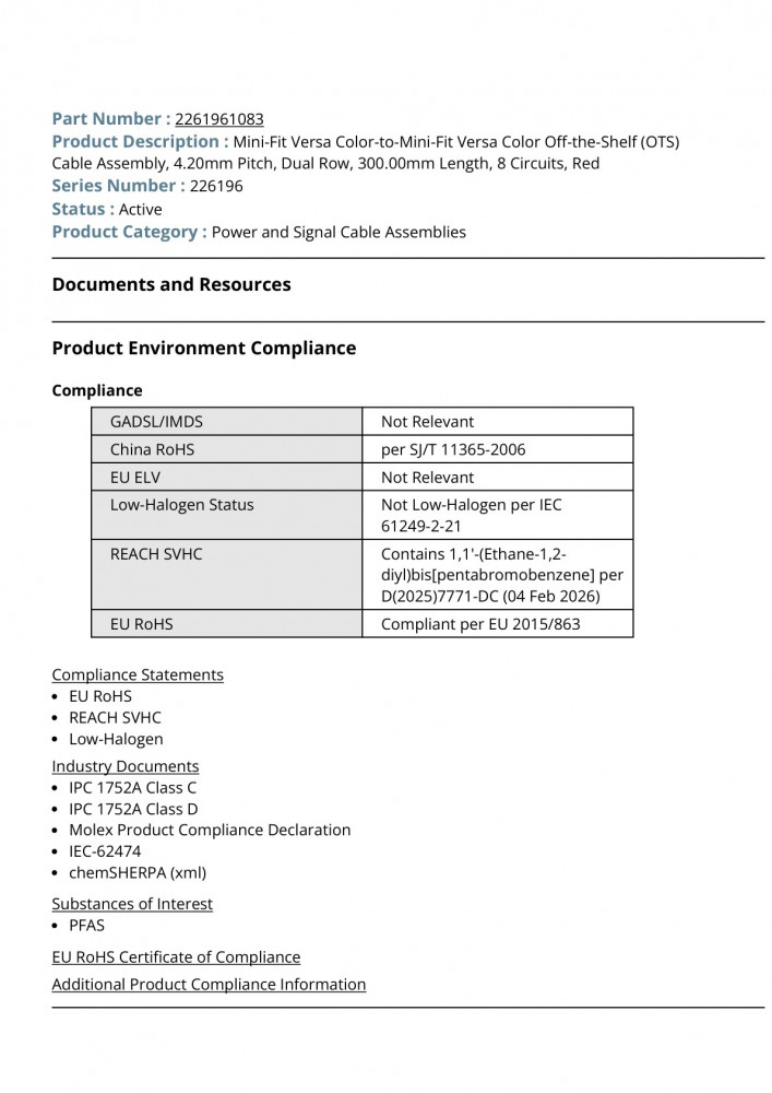 2261961083 product document image, page 1