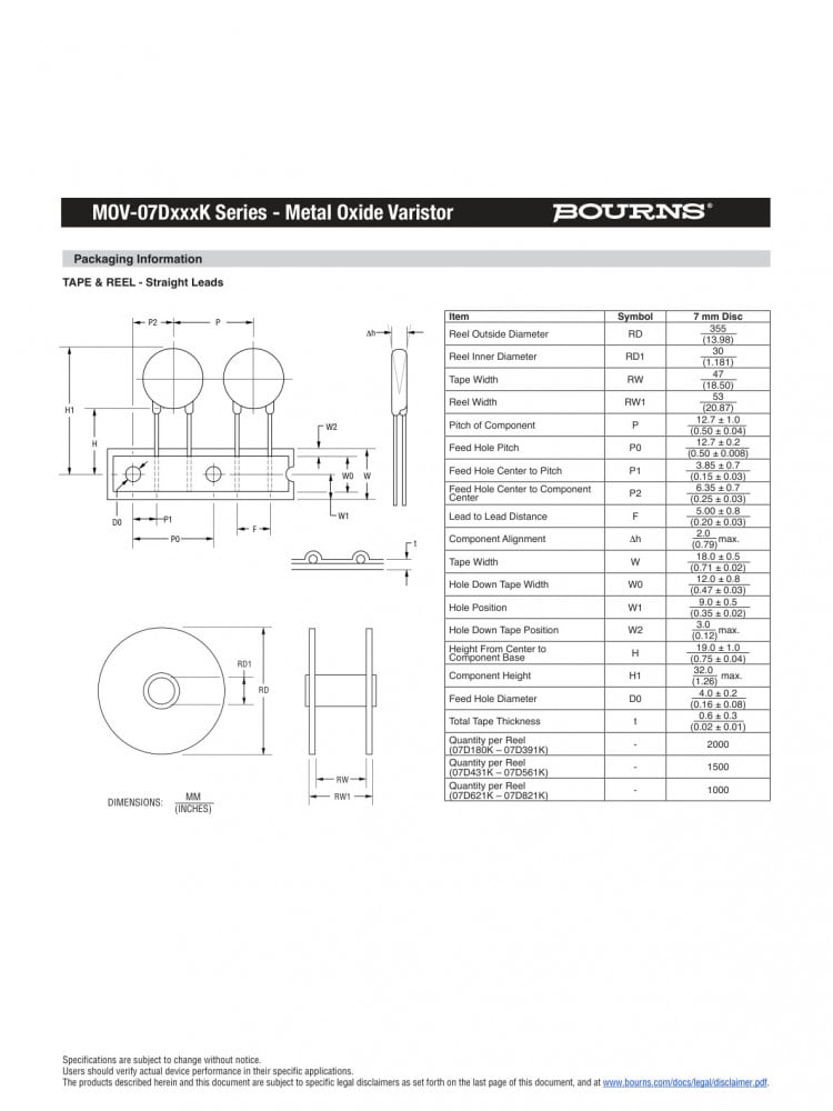 BOURNS MOV-07D series datasheet page 5