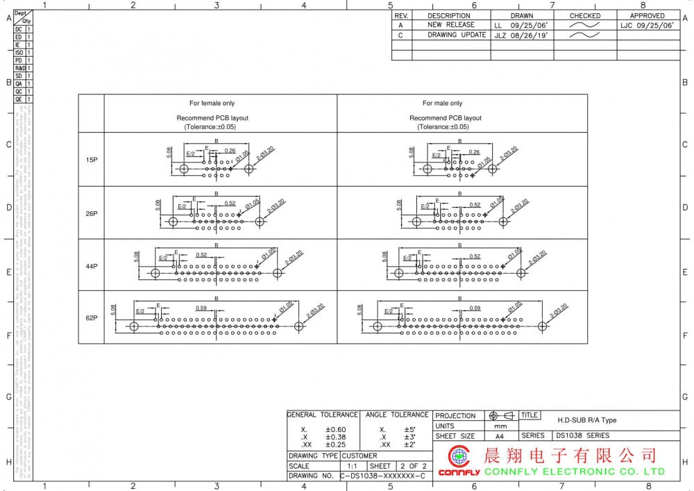 CONNFLY Elec DS1038 drawing revision page 2