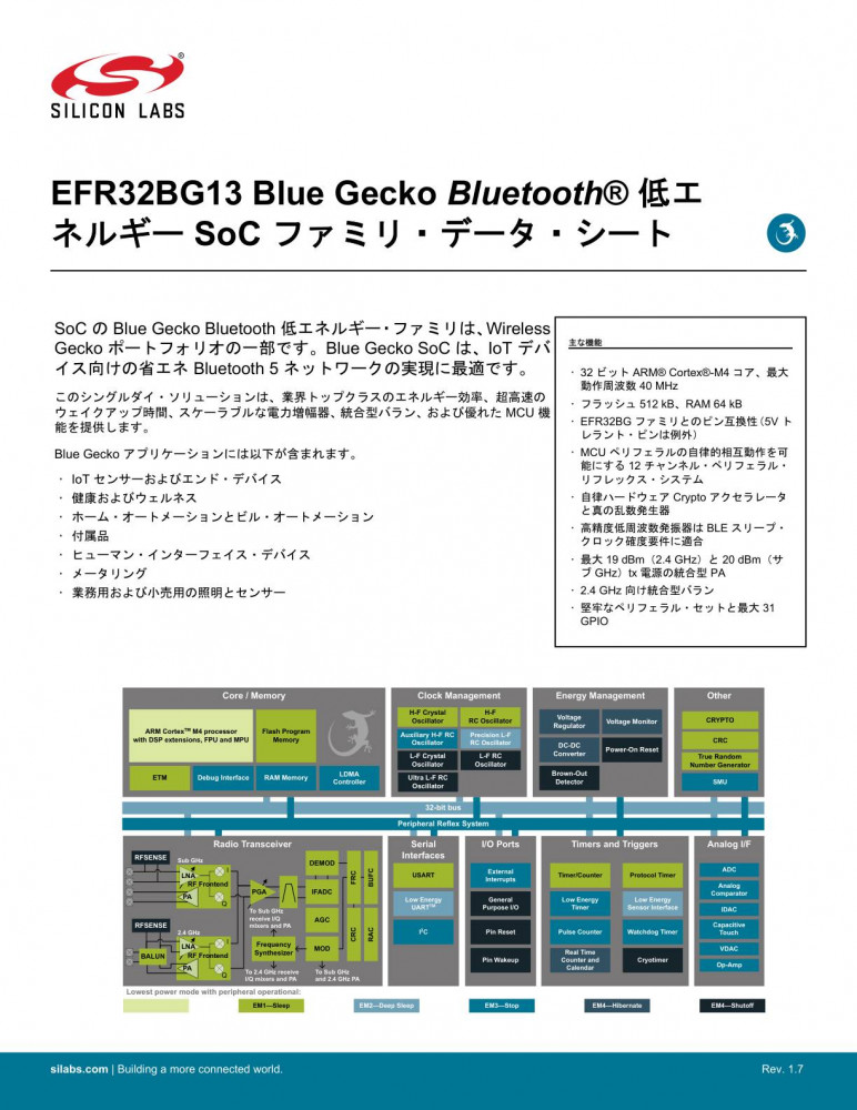 EFR32BG13 datasheet page 1 preview