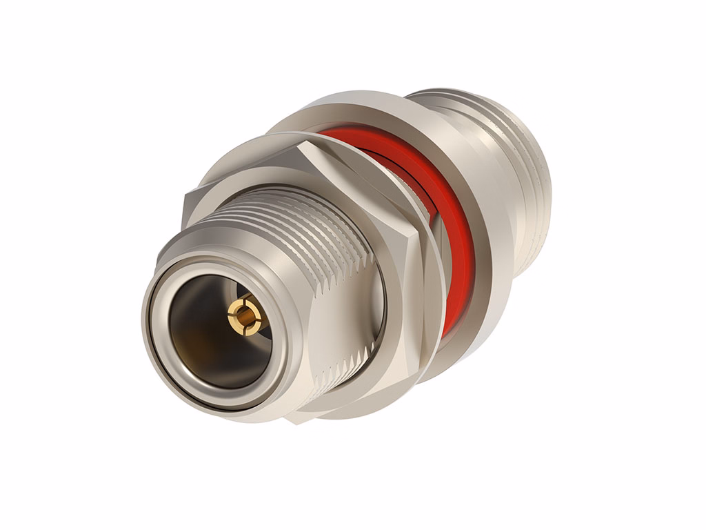N Jack-to-N Jack Adapter, Straight, with Jam Nut and Lockwasher, IP68, Bag, 50 Ohms for sale