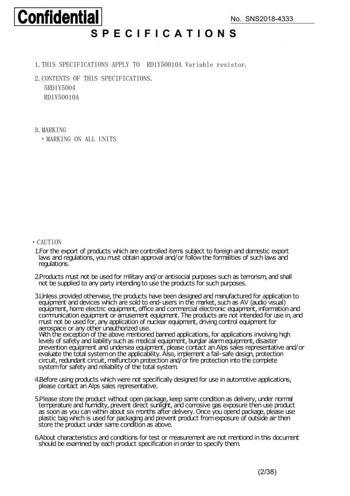 RD1Y50010A specification page 2