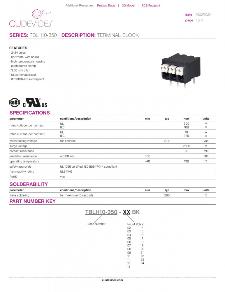 TBLH10-350-21BK technical document page 1