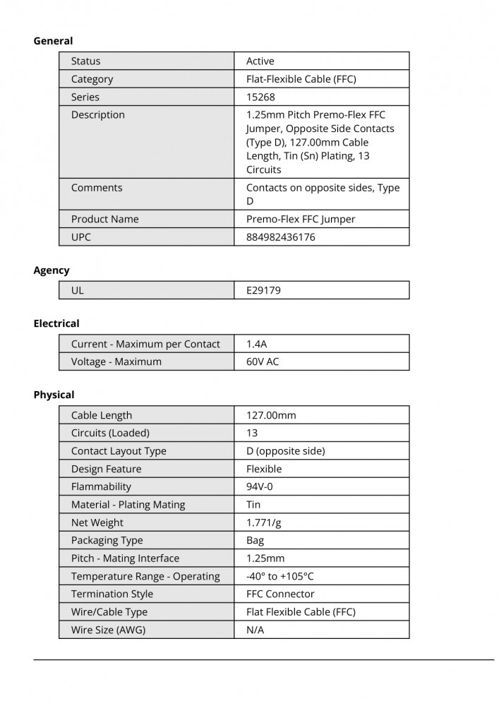 MOLEX 15268 product specification page 2