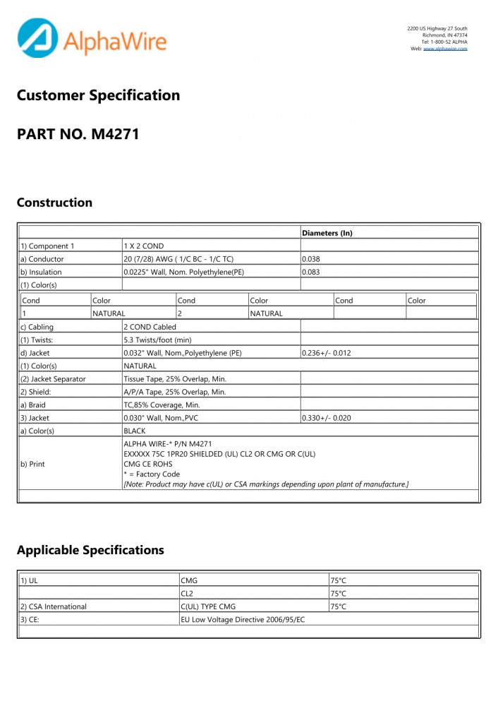 M4271 technical document page 1