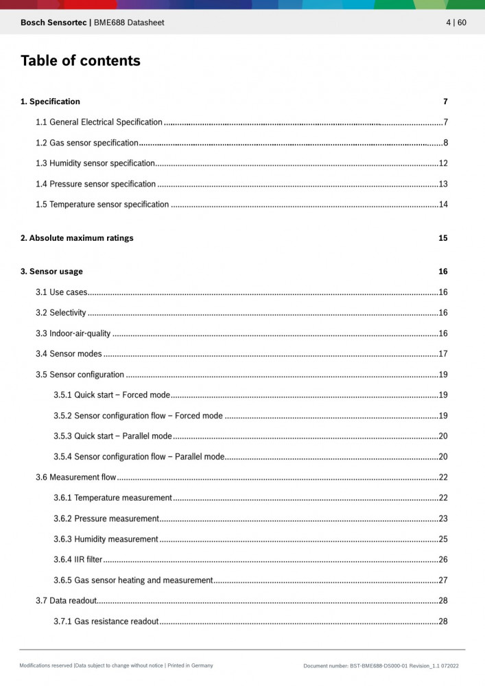 BME688 datasheet page 4