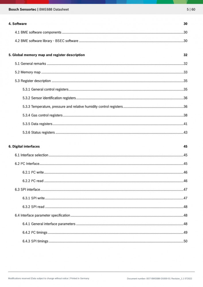 BME688 datasheet page 5