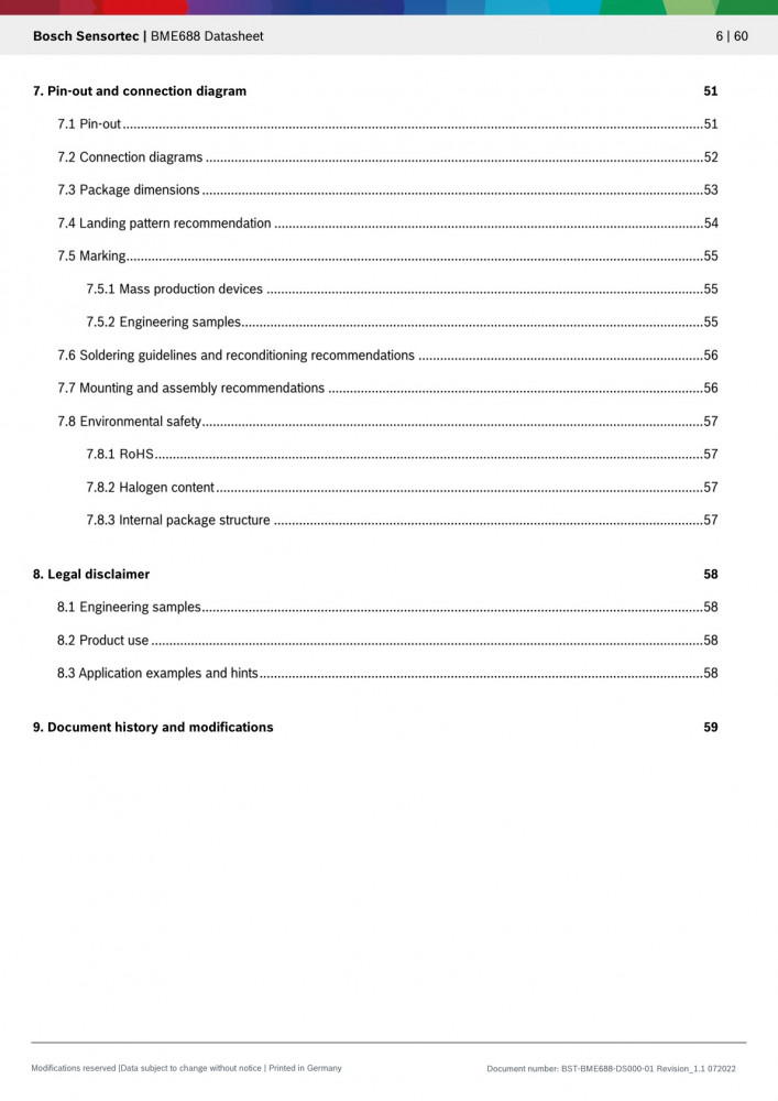 BME688 datasheet page 6