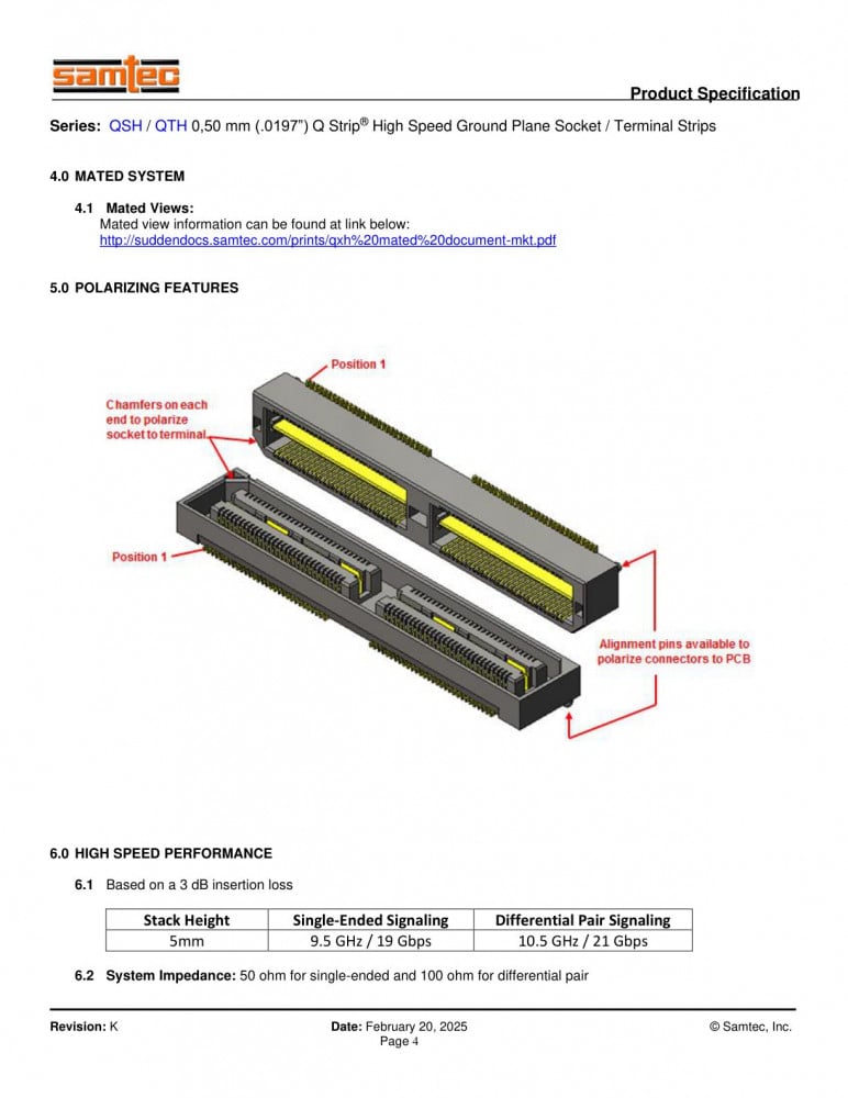 Samtec QTH QSH specification page 4