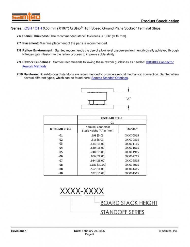Samtec QTH QSH specification page 8