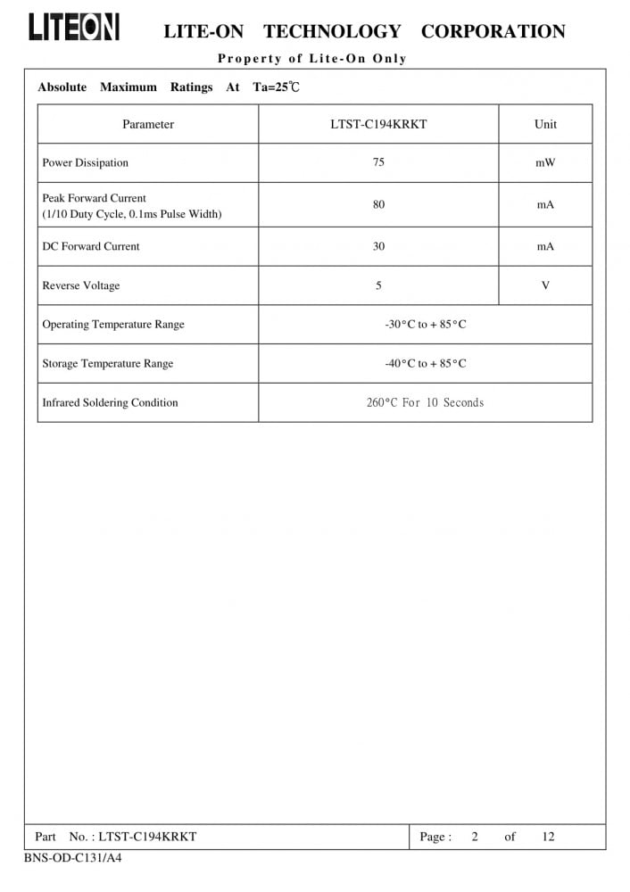 LTST-C194KRKT datasheet page 3