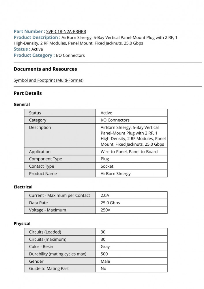 SVP-C1R-N2A-RRHRR technical document preview, page 1