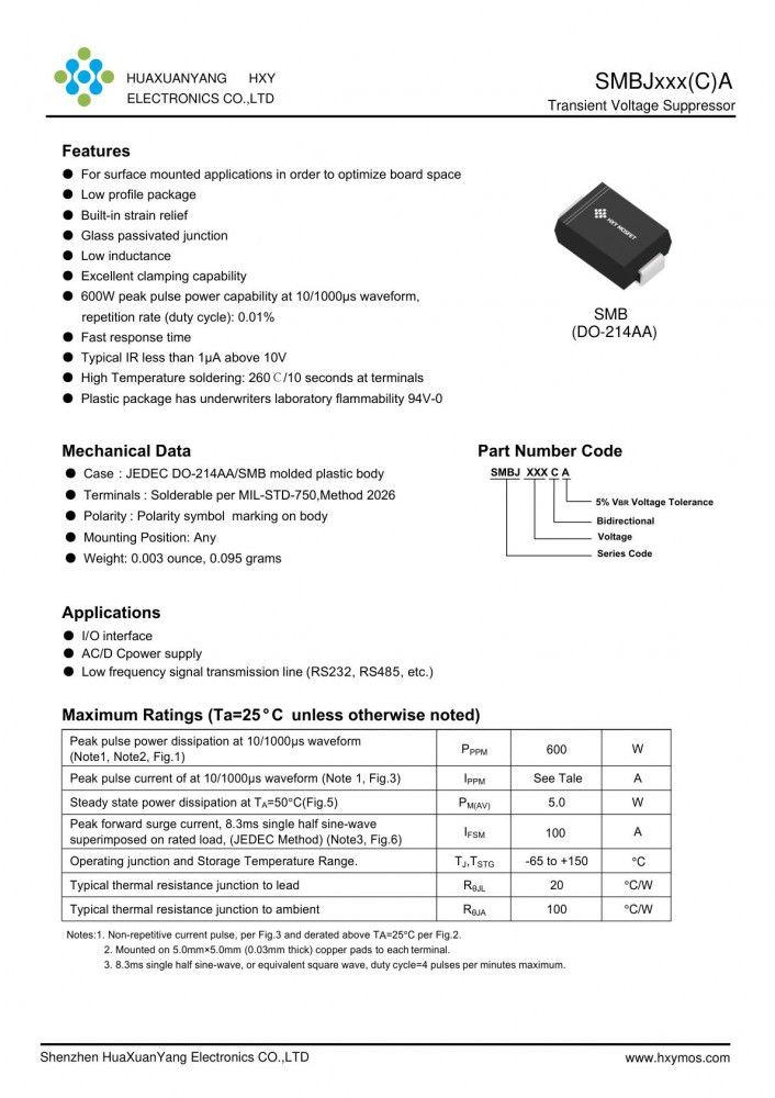 SMBJ33CA datasheet page 1