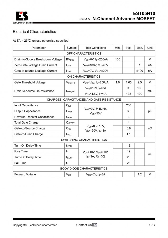 EST05N10 datasheet page 3