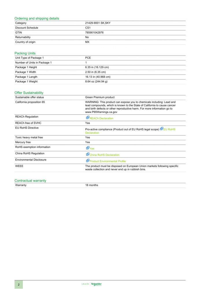 9001SKR8P1GH25 technical document page 2