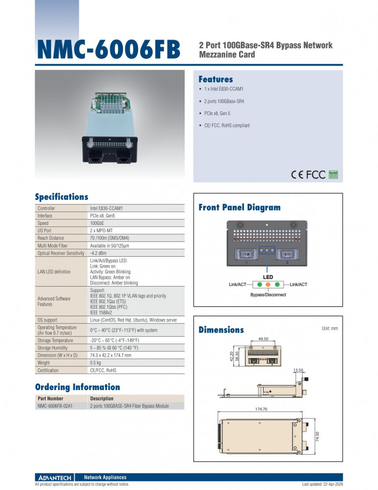 NMC-6006FB product documentation page