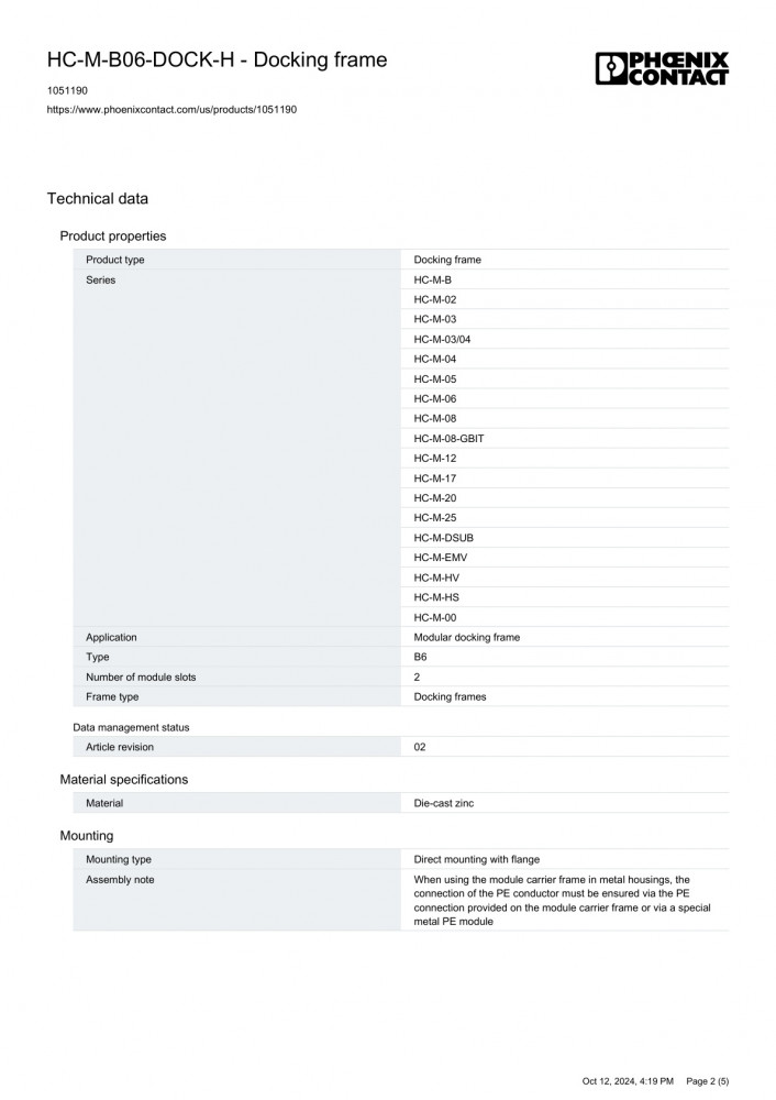 Phoenix Contact 1051190 technical document page 2