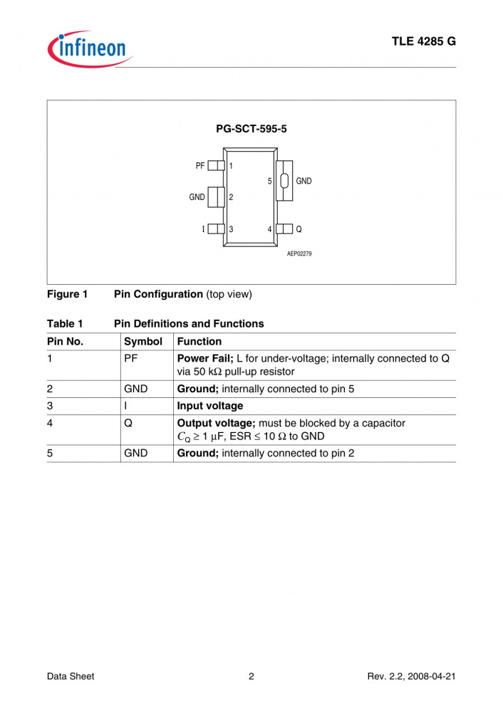 TLE4285G datasheet page 2