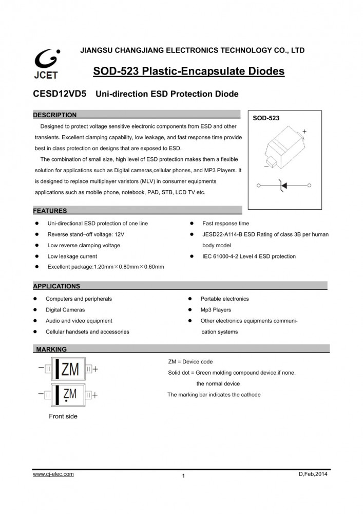 CESD12VD5 datasheet page 1