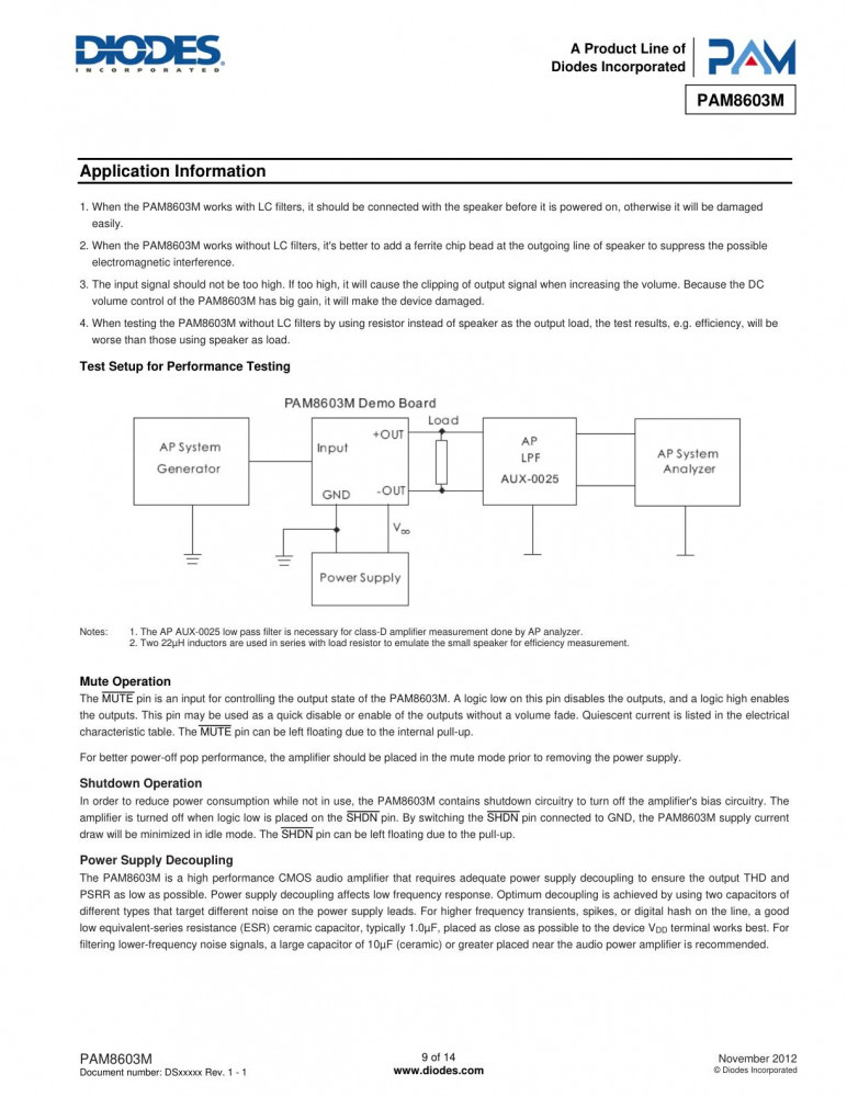PAM8603MDER datasheet page 9