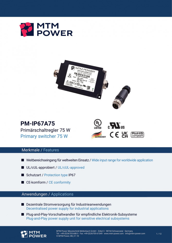 PM-IP67A75 datasheet page 1