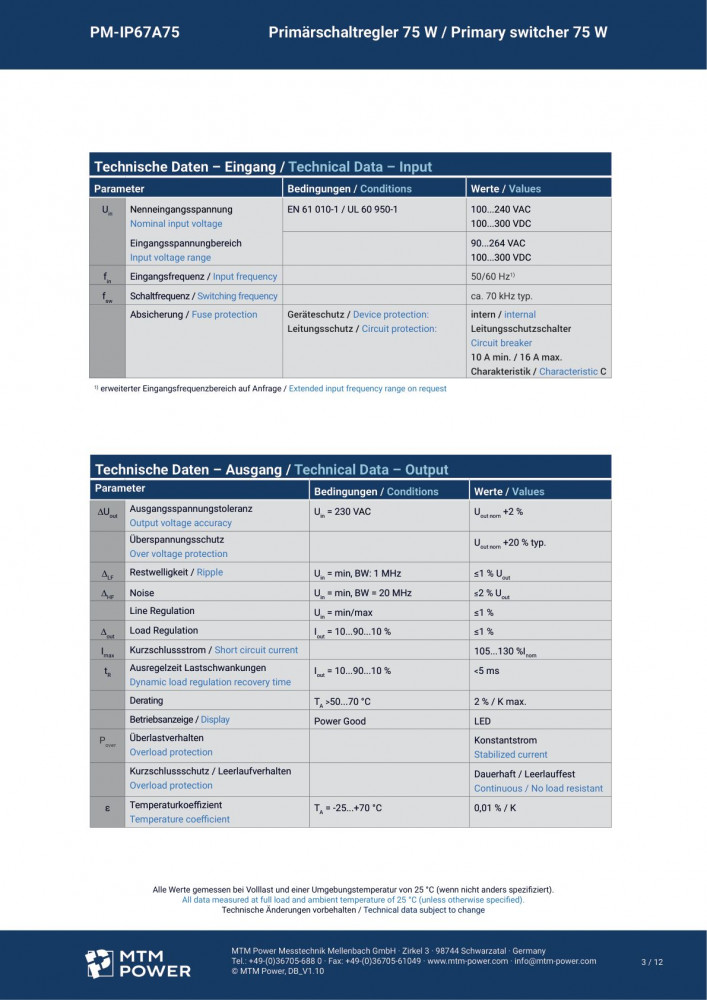 PM-IP67A75 datasheet page 3