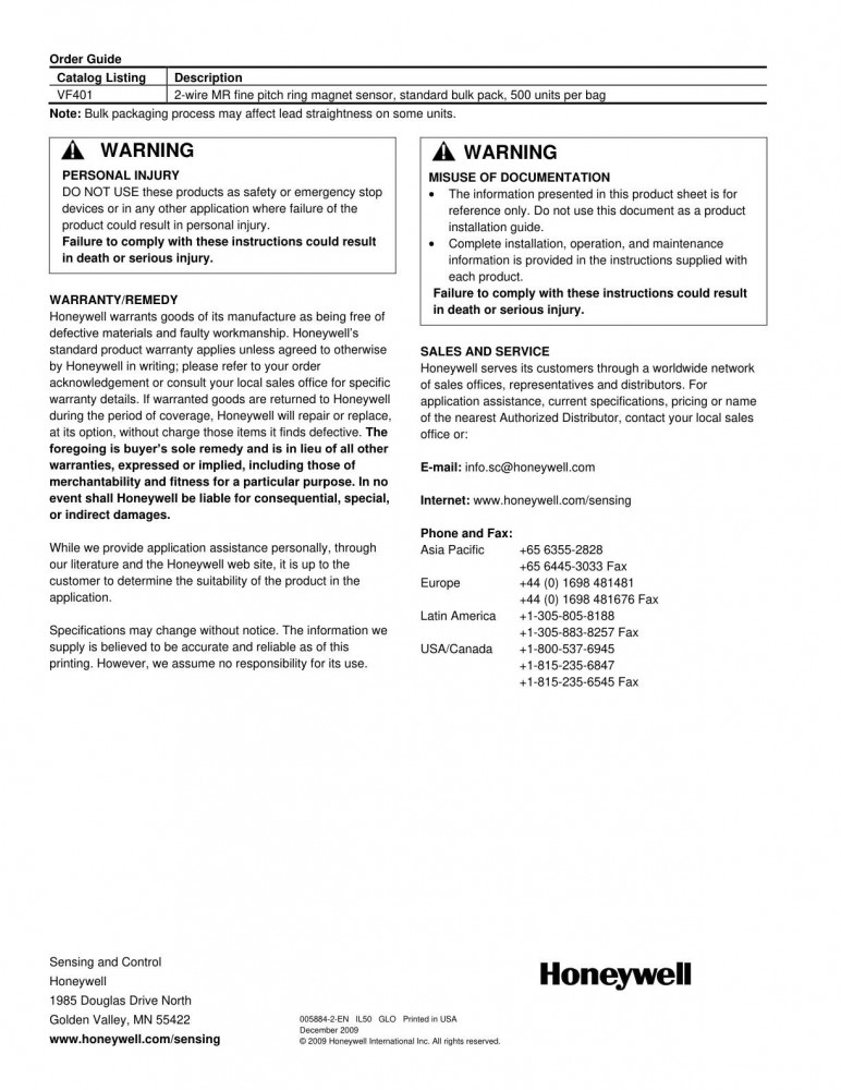 VF401 datasheet page 4