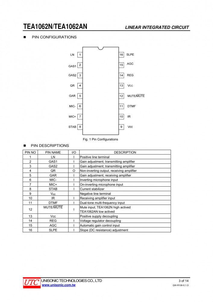 TEA1062NL-D16-T datasheet page 3