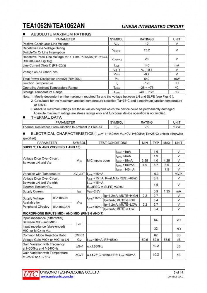 TEA1062NL-D16-T datasheet page 5