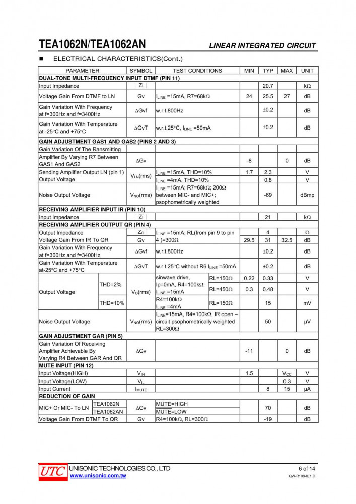 TEA1062NL-D16-T datasheet page 6