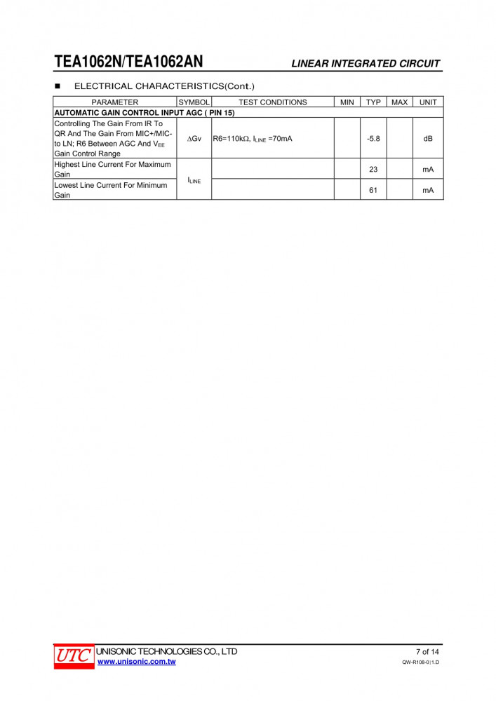TEA1062NL-D16-T datasheet page 7