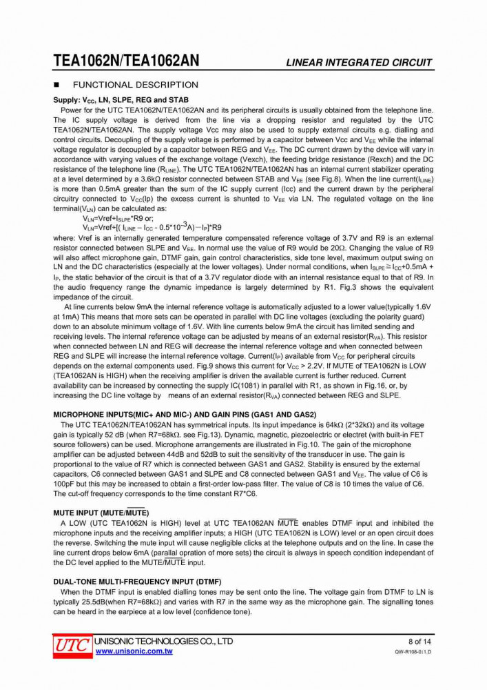 TEA1062NL-D16-T datasheet page 8