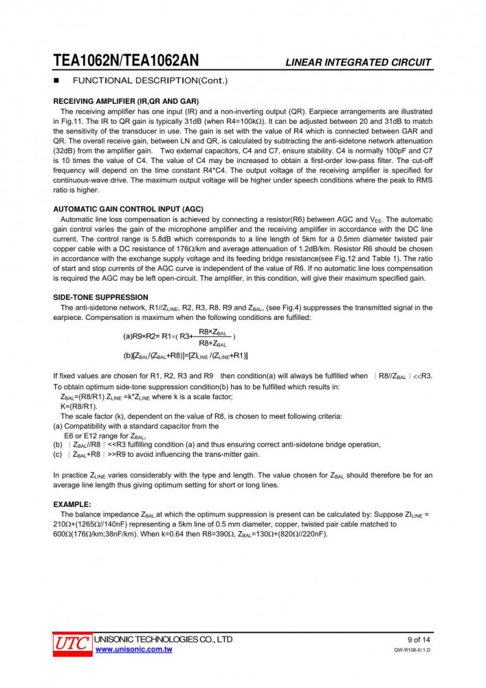 TEA1062NL-D16-T datasheet page 9