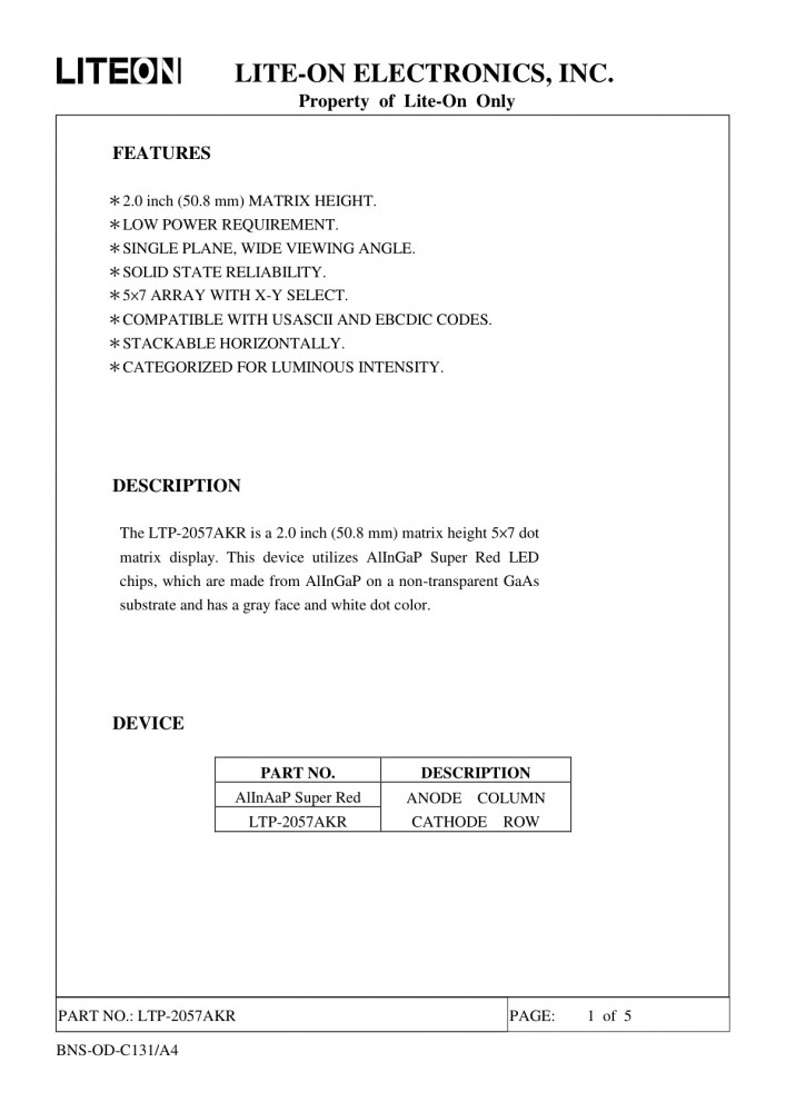 LTP-2057AKR datasheet page 2