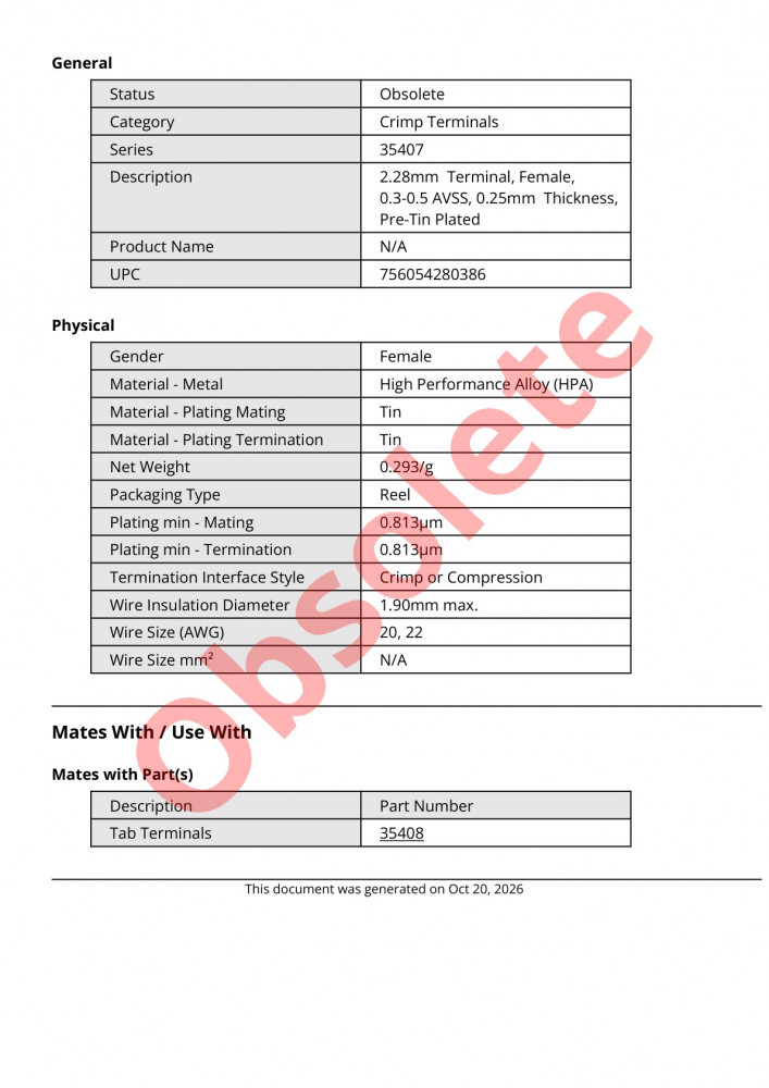 Product document image 2 for MOLEX 354076102