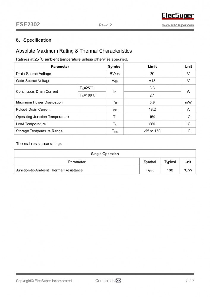 ESE2302 datasheet page 2