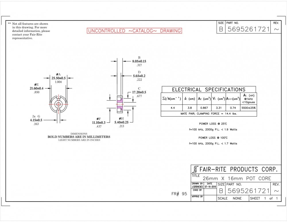 Fair-Rite 5695261721 official drawing preview