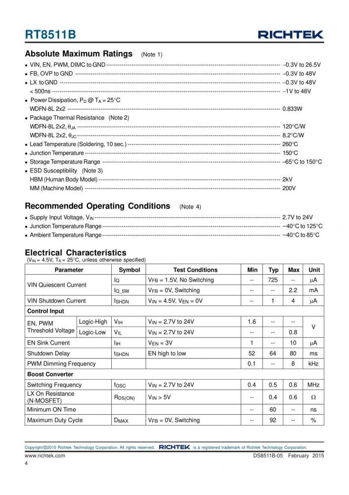 RT8511B datasheet page 4