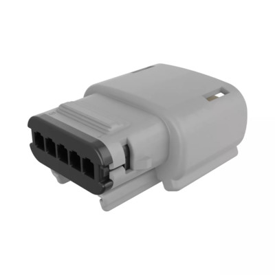 MX150 Mat-Sealed Female Connector Assembly, Single Row, 5 Circuits, Keying Option B, Light Gray for sale