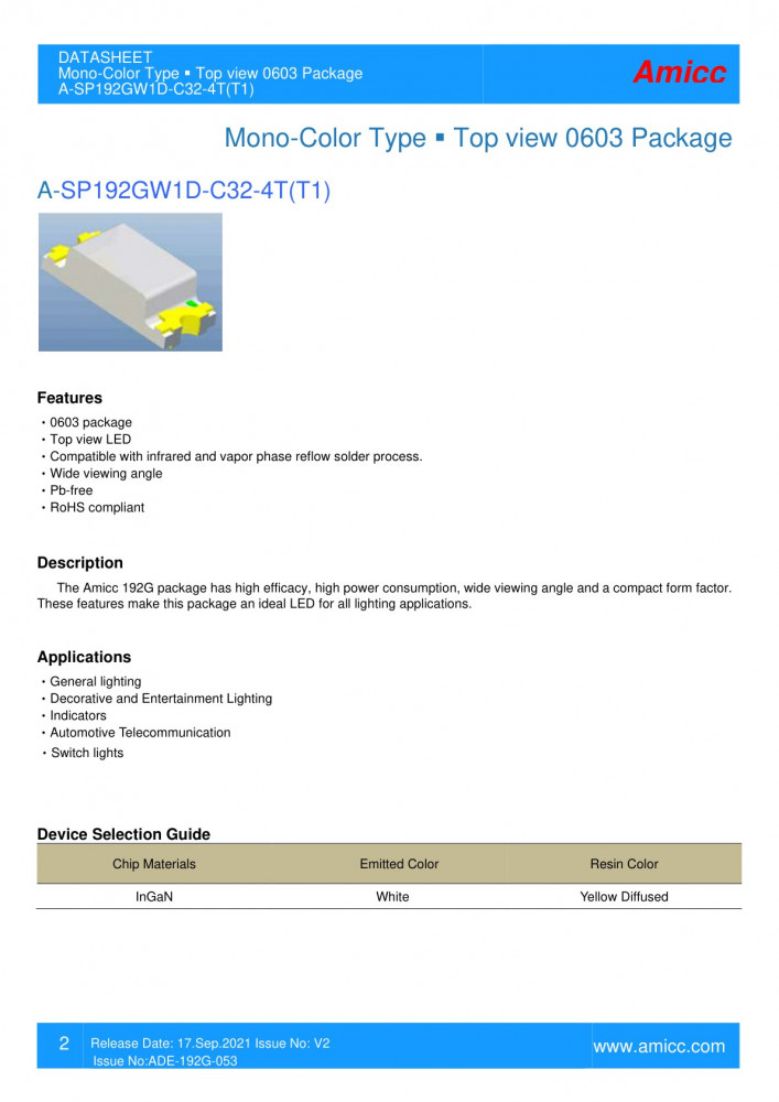 A-SP192GW1D-C32-4T(T1) approval sheet page 2