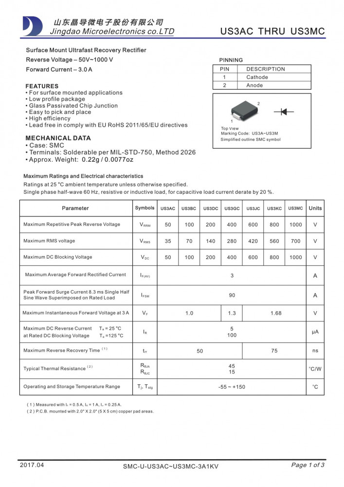 US3DC datasheet page 1